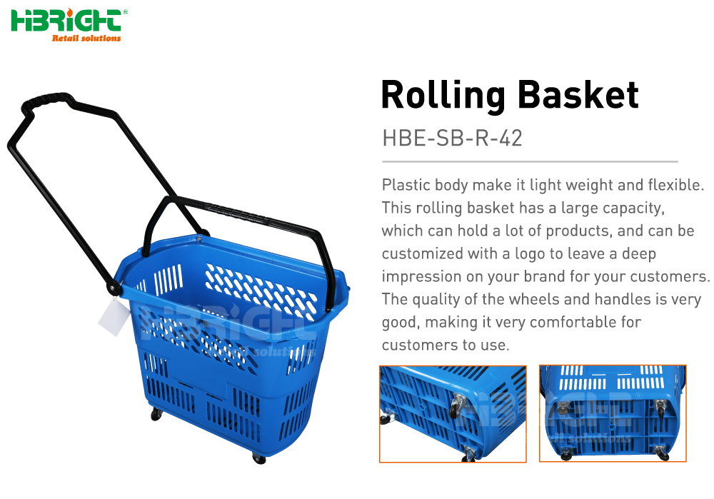 Big Capacity Rolling Shopping Basket - Highbright