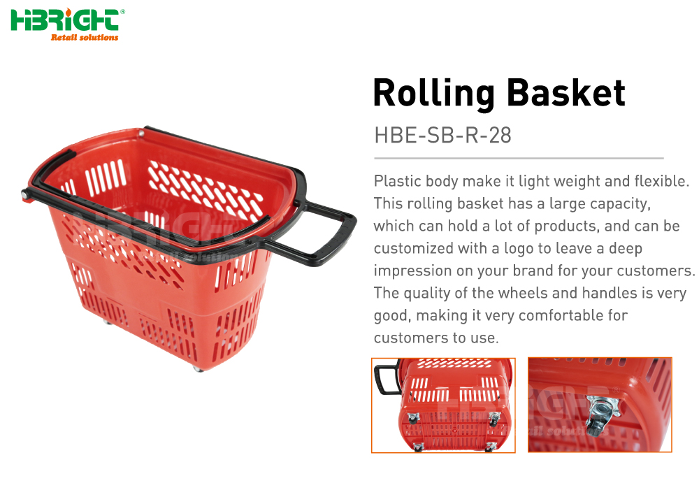4 Castors Rolling Shopping Basket - Highbright