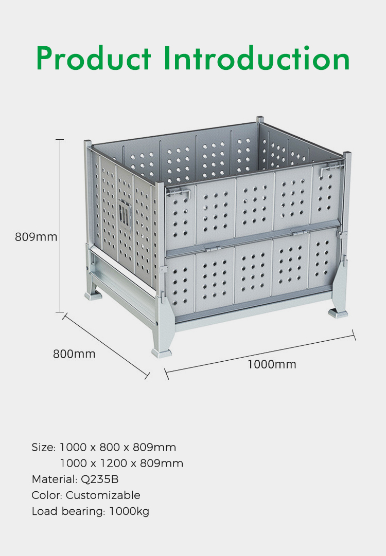 Durable Metal Foldable Stackable Logistic Pallet Box