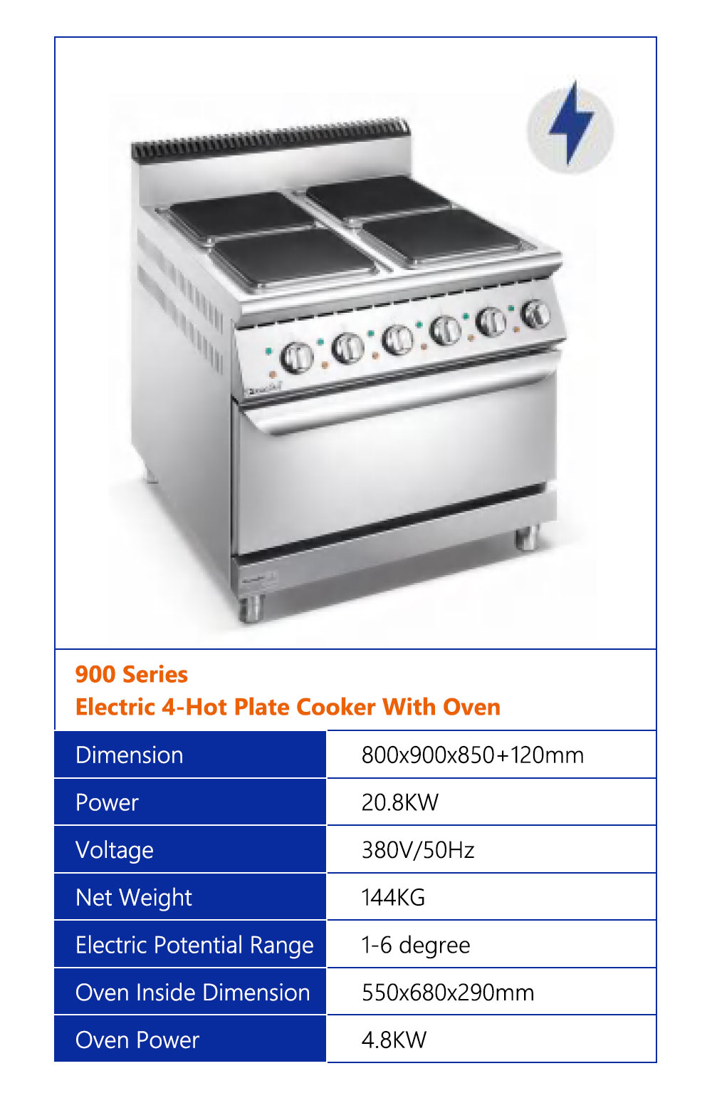 Electric 4-Hot Plate Cooker with Oven