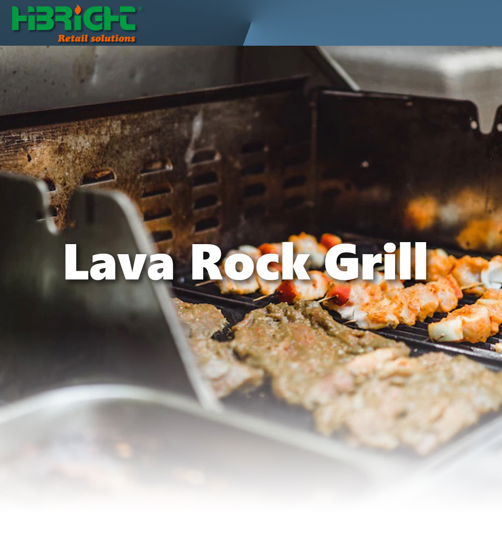 Commercial Little Size Gas Lava Rock Grill with Open Cabinet