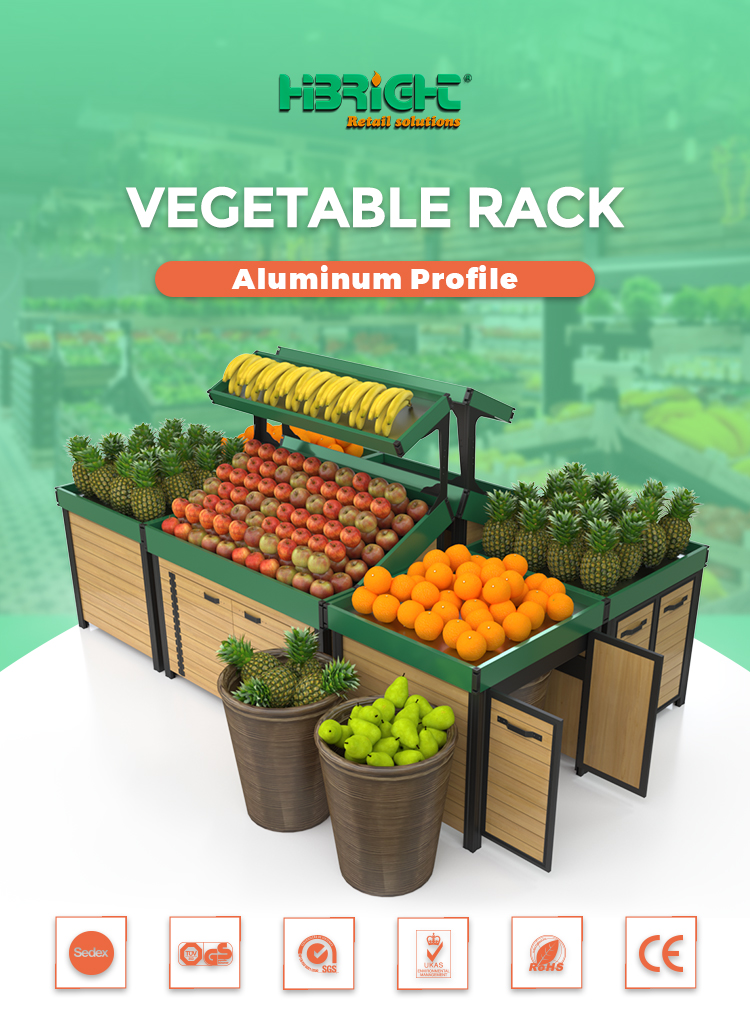 Aluminum Produce Fruit And Vegetable Display Rack for Supermarket And ...