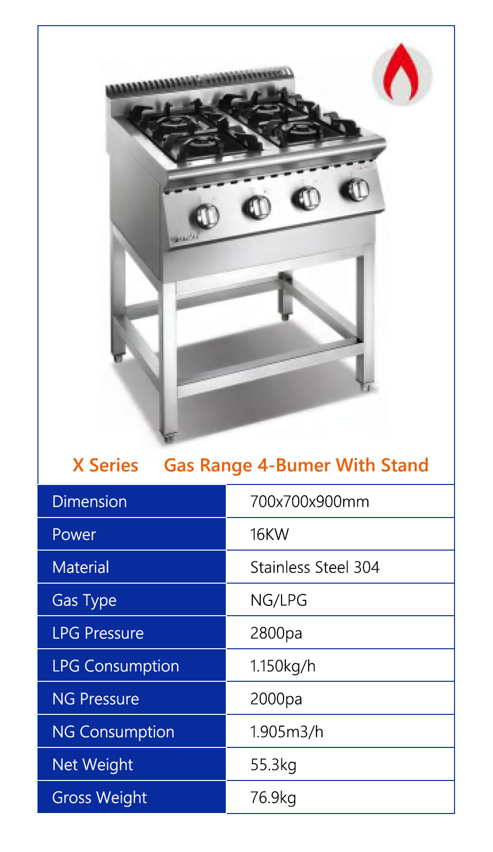 4-Burner Gas Range With Stand