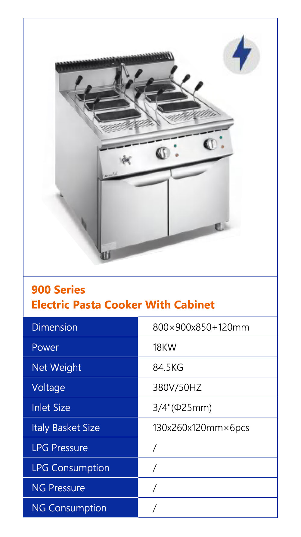 Electric Pasta Cooker with Cabinet