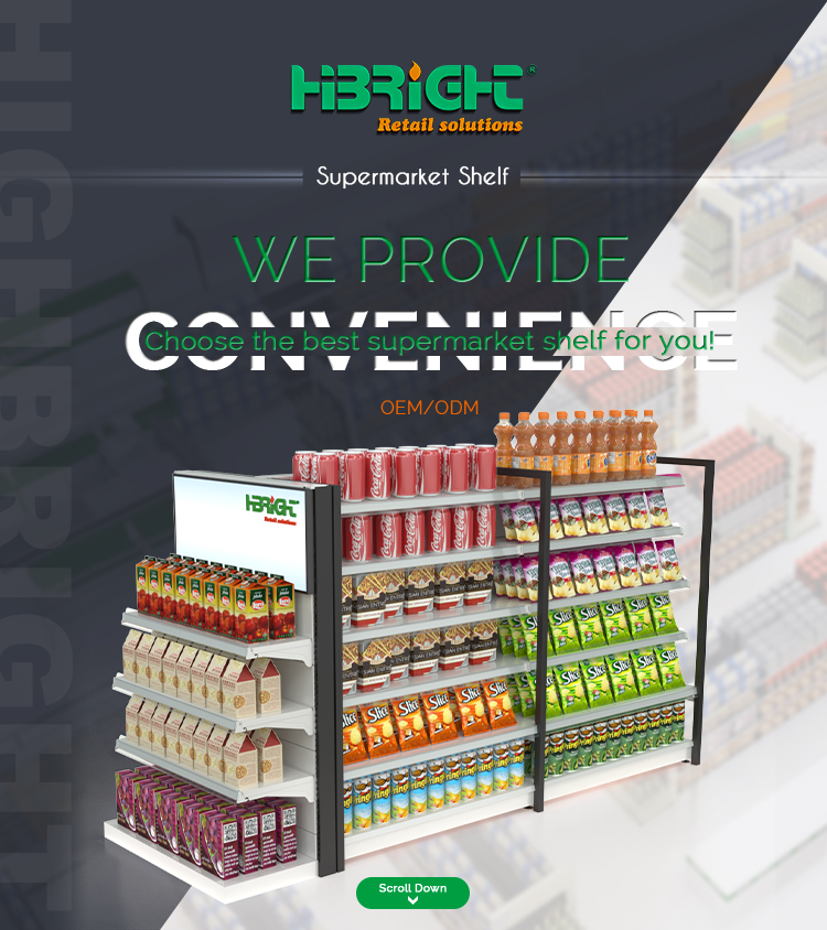 Supermarket Shelf with Advertisement Board