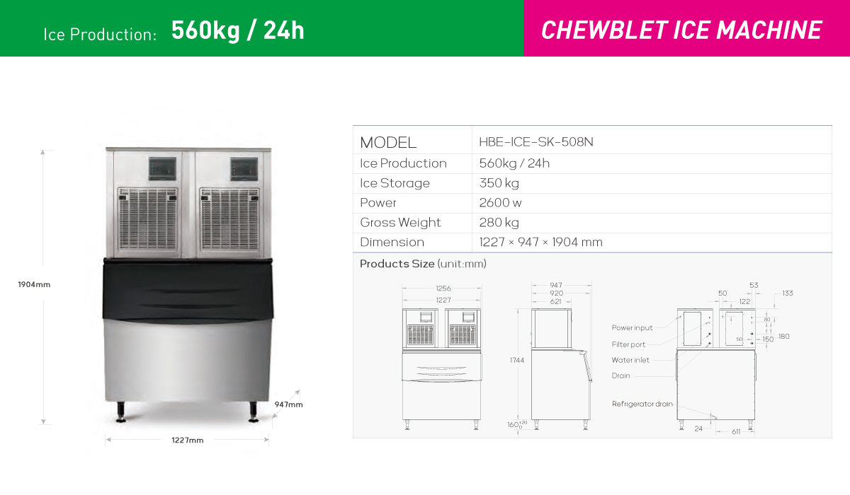 560 KG/24H Chewblet Modular Type Air Cooled Commercial Ice Maker ...