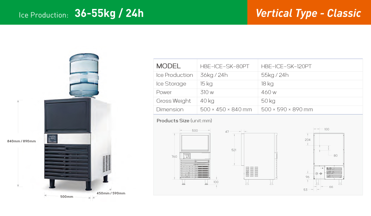 36-55 KG/24H Cube Freestanding Air Cooled Commercial Ice Maker Machine ...